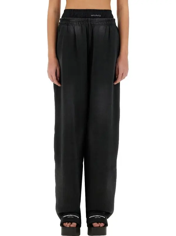 Alexander Wang Wide Leg Pants With Logo - Black