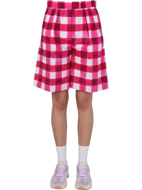MSGM Check Shorts - Fuchsia