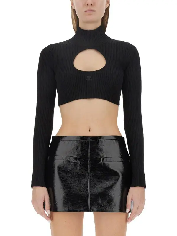 COURREGES Cropped Shirt - Black
