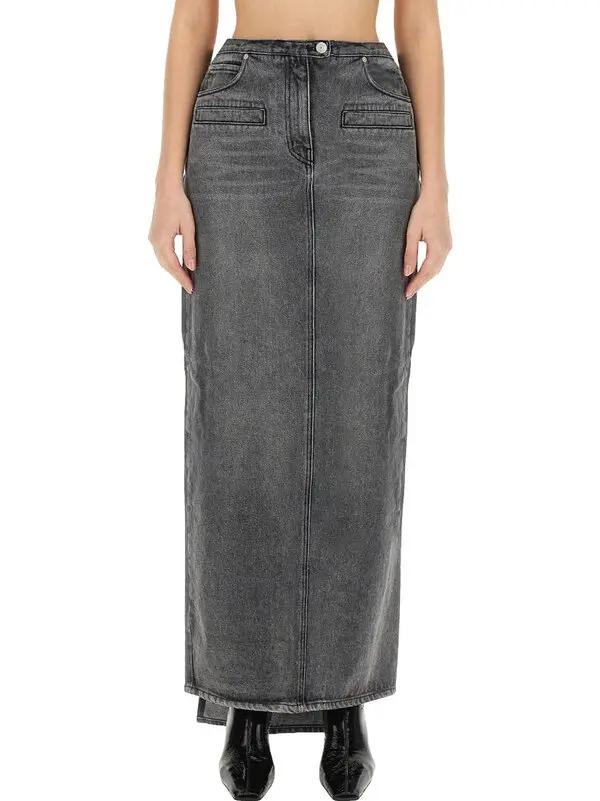 COURREGES Denim Regular Fit Skirt - Grey