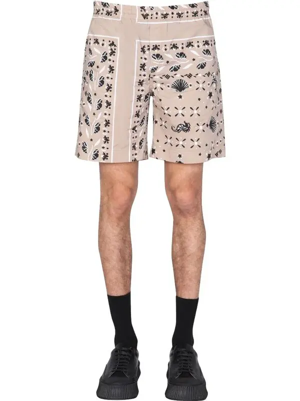 MSGM Paisley Print Bermuda - Beige