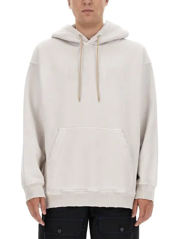 MSGM Hooded Cotton Sweatshirt - Beige