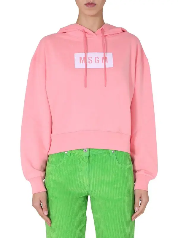 MSGM Hooded Boxy Sweatshirt - Pink