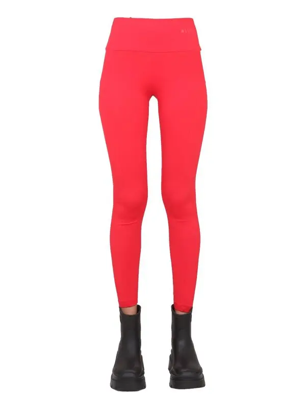 MSGM Leggings With Logo - Red