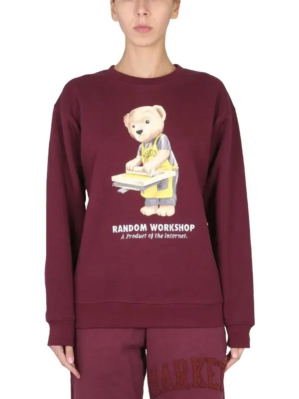 MARKET Random Workshop Bear Sweatshirt - Bordeaux