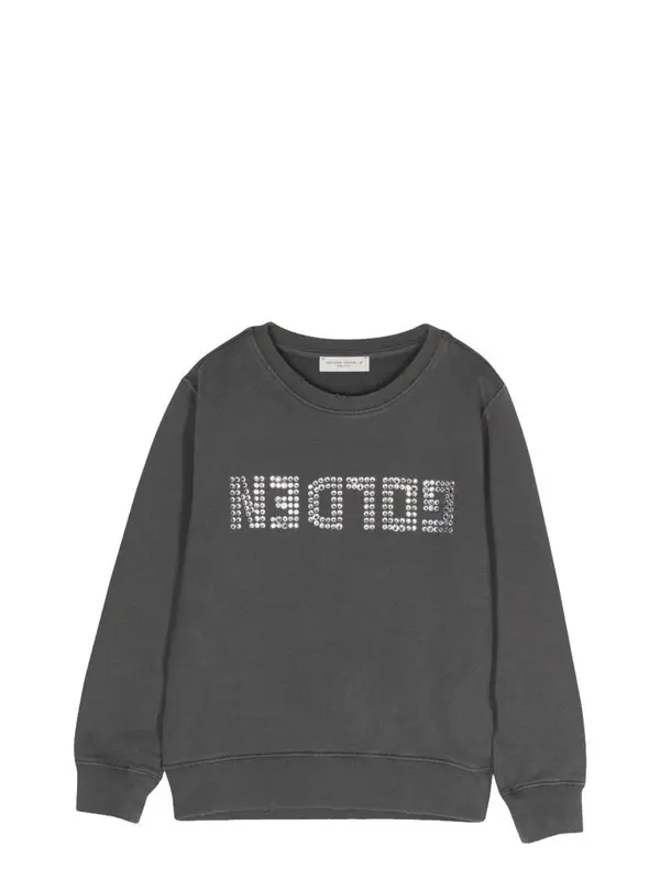 GOLDEN GOOSE Crewneck Sweatshirt With Crystals - Charcoal