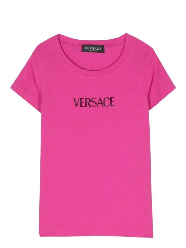 Versace Rhinestone Logo T-shirt - Fuchsia