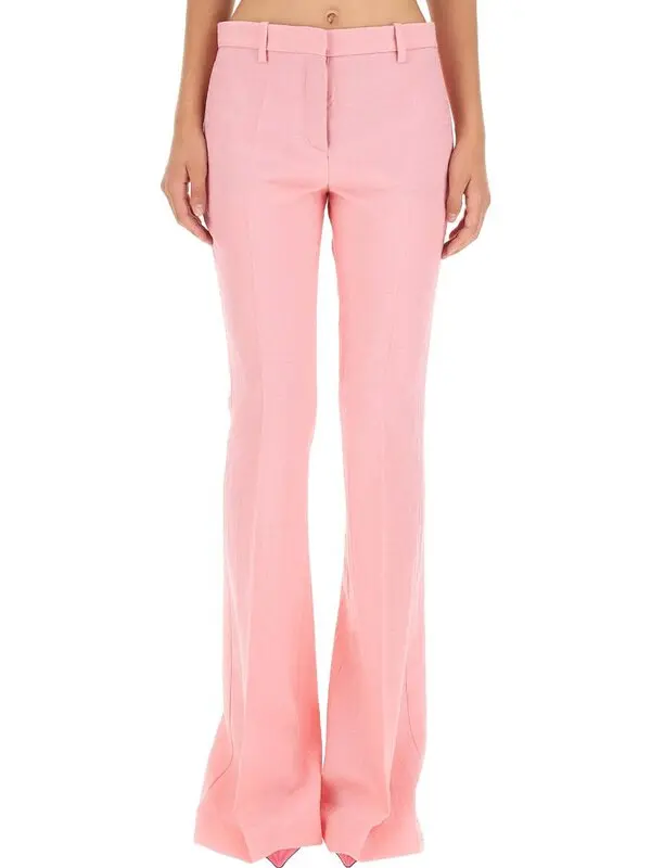 Versace Flared Virgin Wool Pants - Pink