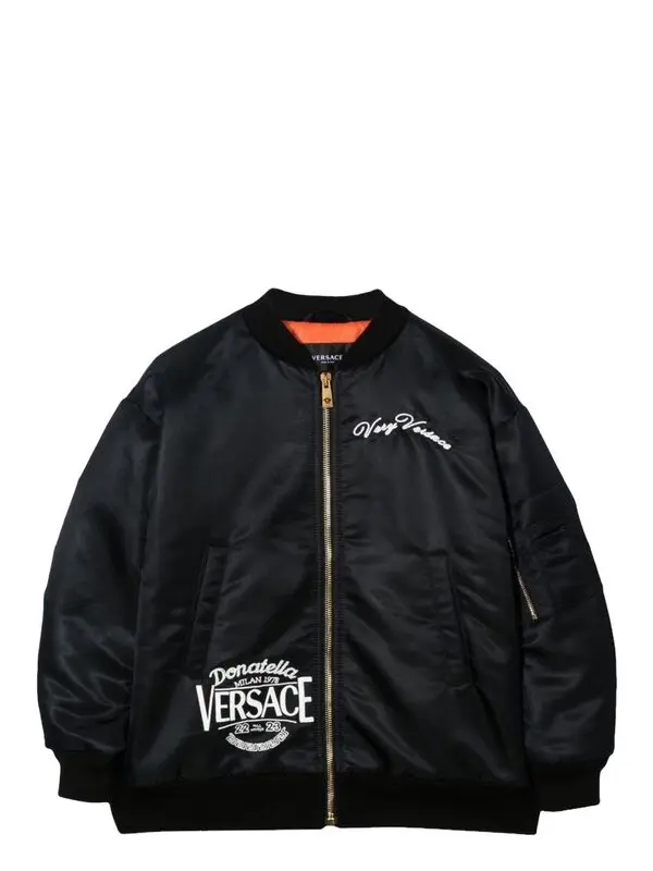 Versace Donatella Embroidery Bomber Jacket - Black