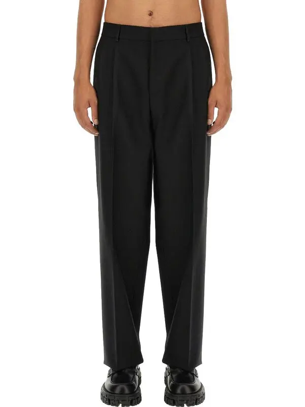 Versace Wide Leg Wool Pants - Black