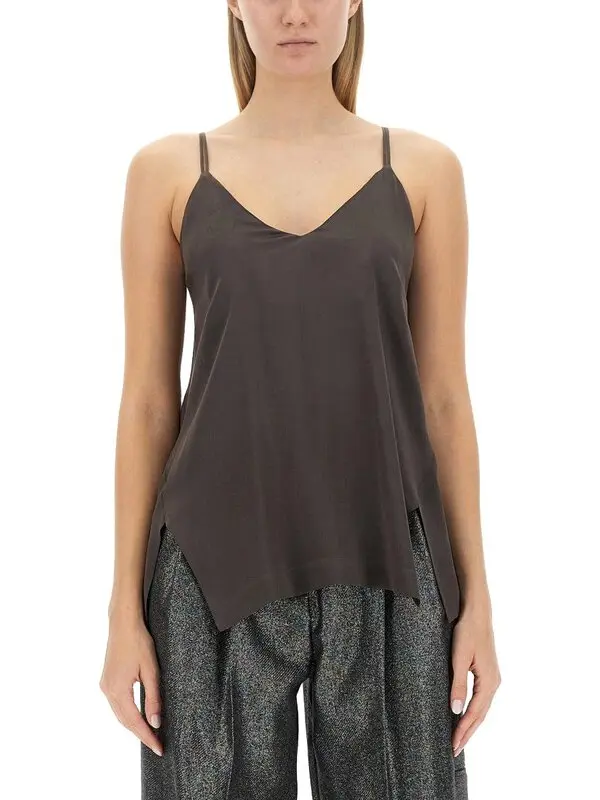 ALYSI Silk Top - Brown