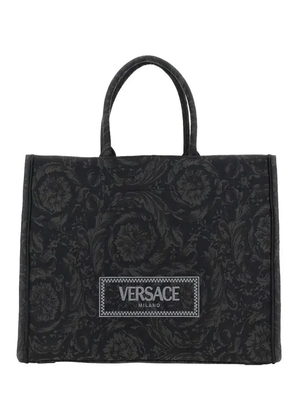 Versace Large Athena Baroque Shopper - Black