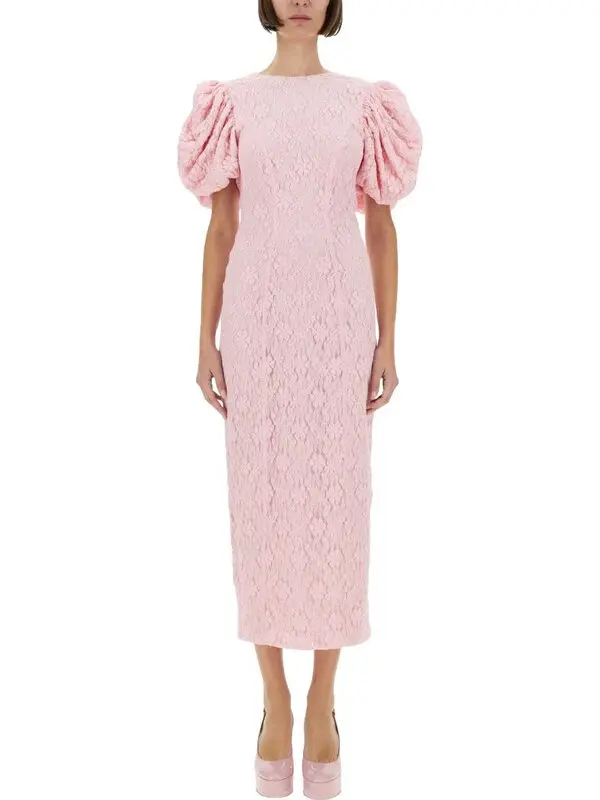 Remain Birger Christensen Lace Midi Dress - Pink