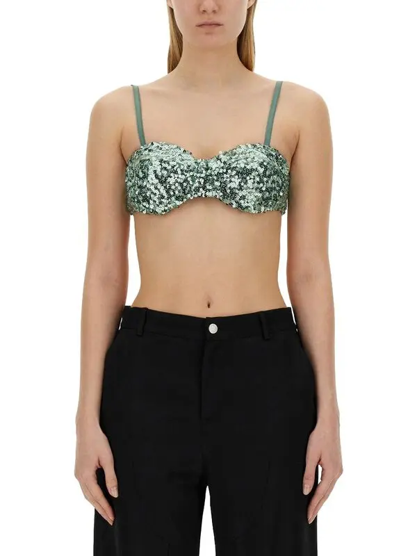 Moschino Sequin Embellished Cropped Top - Baby Blue