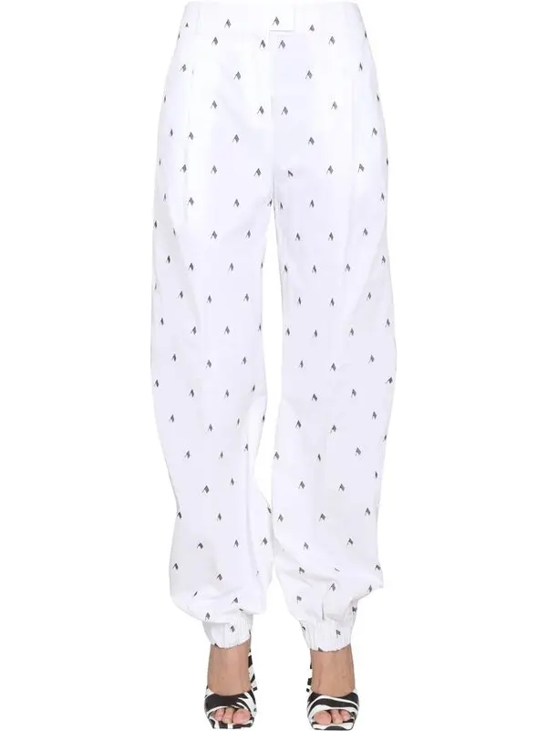 Attico Logo Printed Pants - White