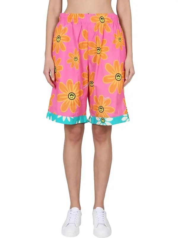 BARROW Sunflower Print Bermuda Shorts - Fuchsia