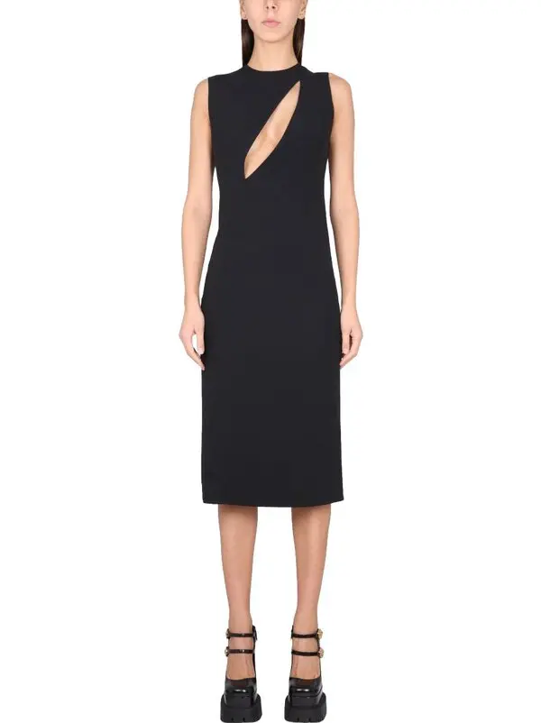 Versace Sleeveless Midi Dress With Cutouts - Black