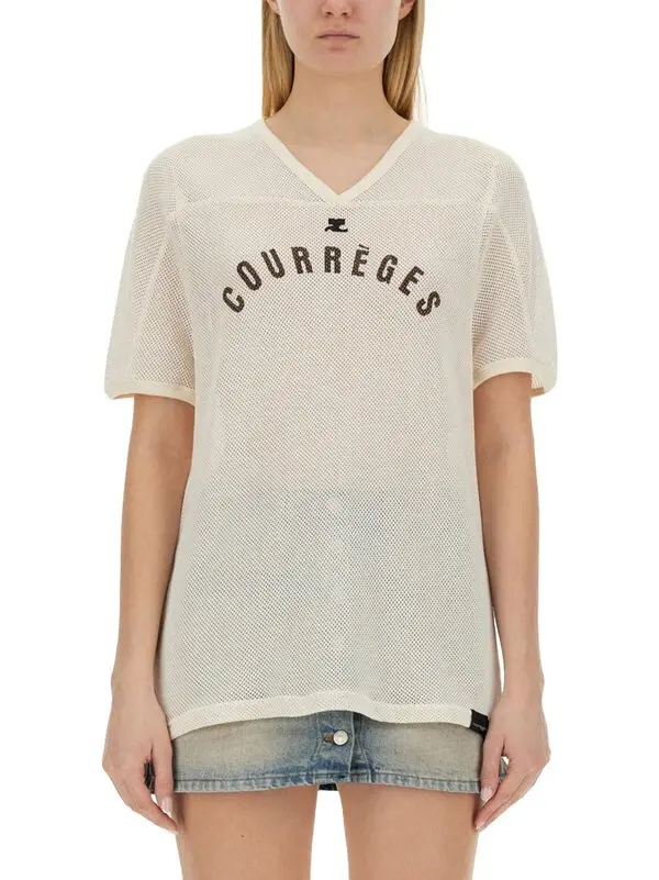 COURREGES T-shirt With Logo - Ivory