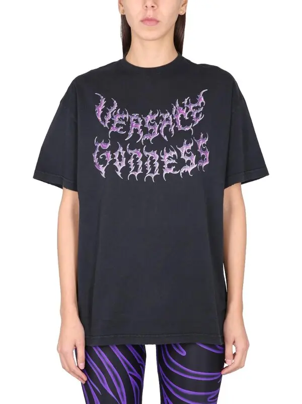 Versace Goddess Oversized T-shirt - Black