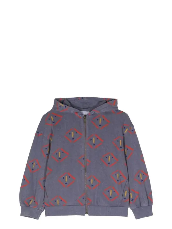 BOBO CHOSES Masks All Over Zipped Hoodie - Blue
