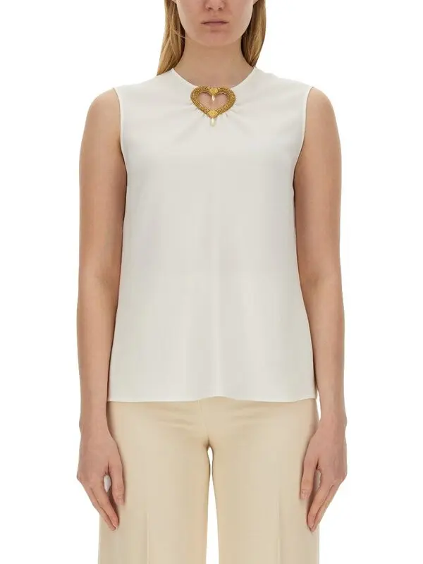 Moschino Blouse With Heart Applique - White