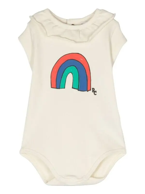 BOBO CHOSES Rainbow Ruffle Collar Body - White