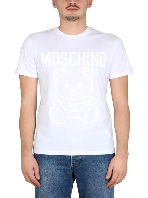 Moschino Teddy Bear Organic Jersey T Shirt - White