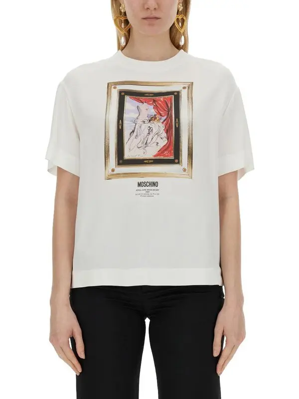 Moschino Satin Blouse Still Life With Heart - White