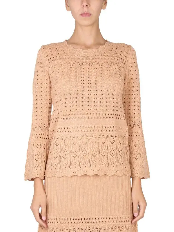 Moschino Wool Blend Crewneck Sweater - Beige