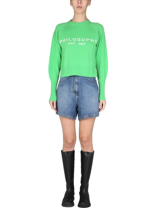 Philosophy Di Lorenzo Serafini Sweater With Logo Inlay - Green