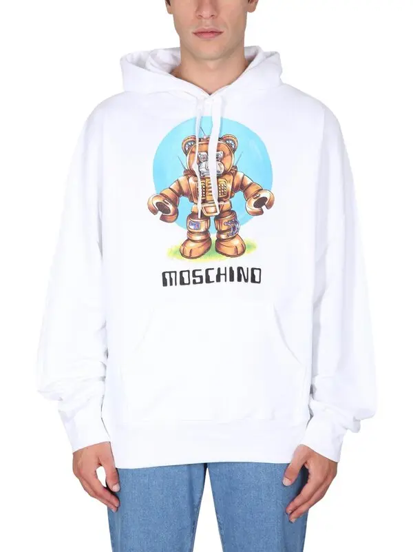 Moschino Teddy Print Hoodie - White