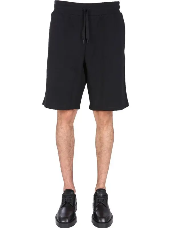 Moschino Bermuda Shorts With Embroidered Logo - Black