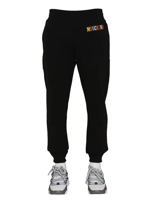 Moschino Multicolor Logo Jogging Pants - Black