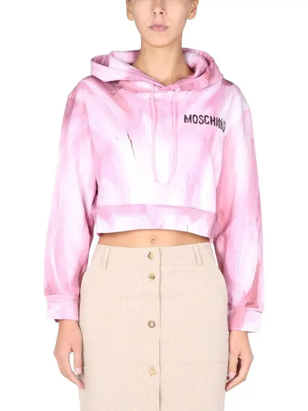 Moschino Art Theme Cropped Sweatshirt - Pink