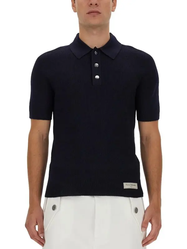 Balmain Polo With Logo Patch - Blue