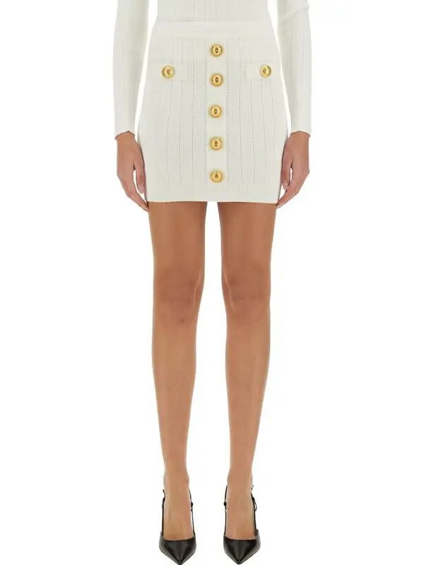 Balmain Knit Skirt - White