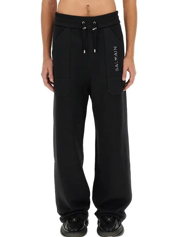 Balmain Jogging Pants With Logo - Black