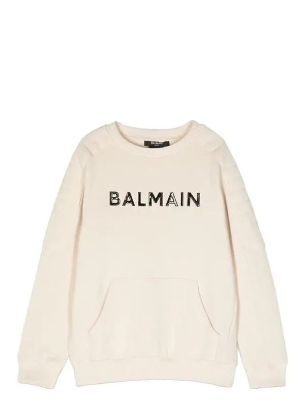 Balmain Logo Crewneck Sweatshirt - Beige