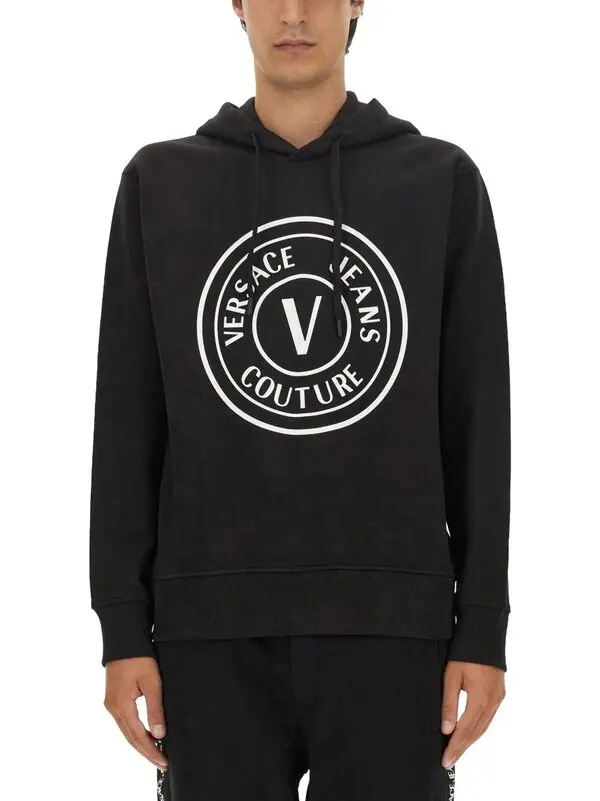 Versace Regular Fit Sweatshirt With Logo - Black