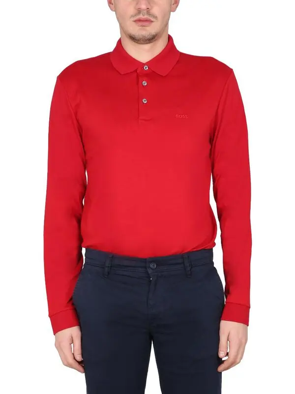 BOSS Polo With Logo Embroidery - Red