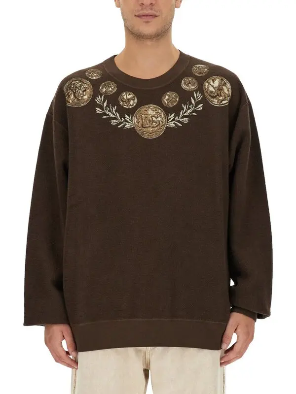 Dolce & Gabbana Printed Regular Fit Sweatshirt - Brown