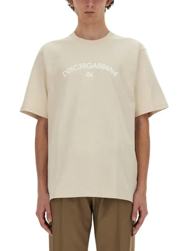 Dolce & Gabbana T Shirt With Logo - Beige