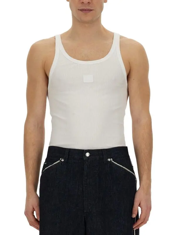 Dolce & Gabbana Ribbed Tank Top - White
