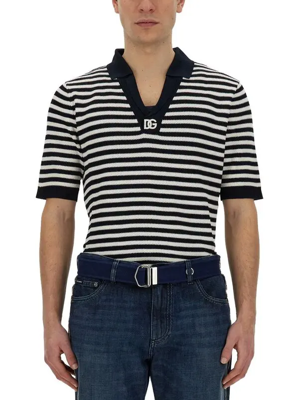 Dolce & Gabbana V Neck Polo Shirt - Multicolour