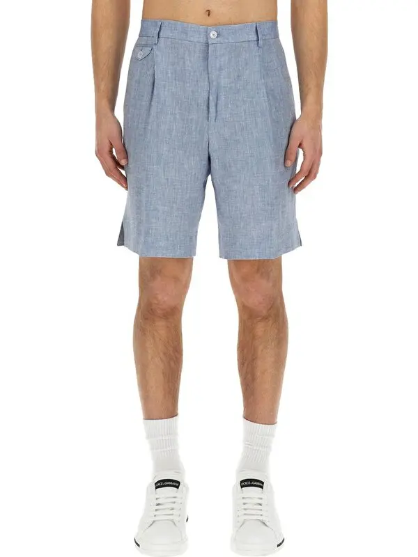 Dolce & Gabbana Linen Bermuda Shorts - Azure