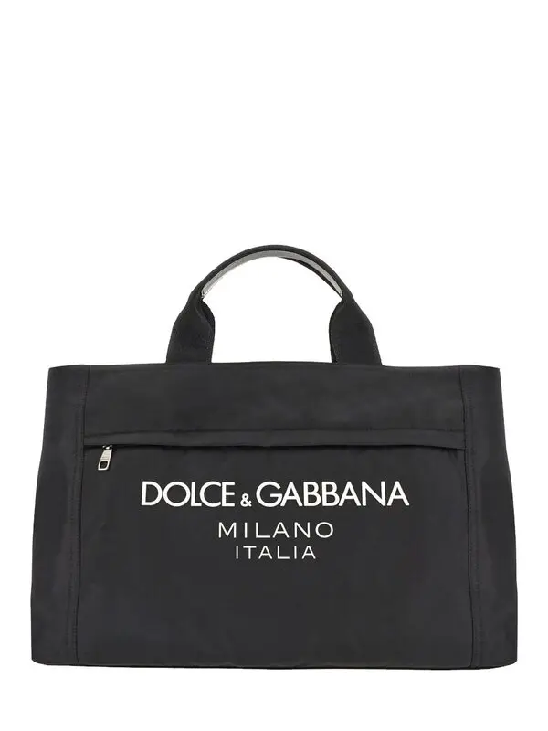 Dolce & Gabbana Nylon Duffle Bag With Logo - Black