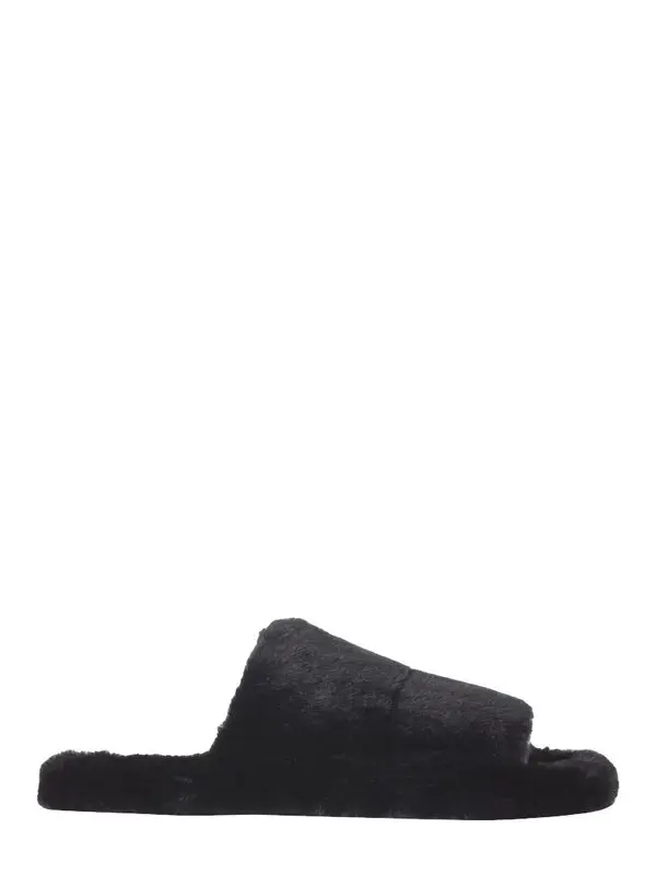 Dolce & Gabbana Faux Fur Slides - Black