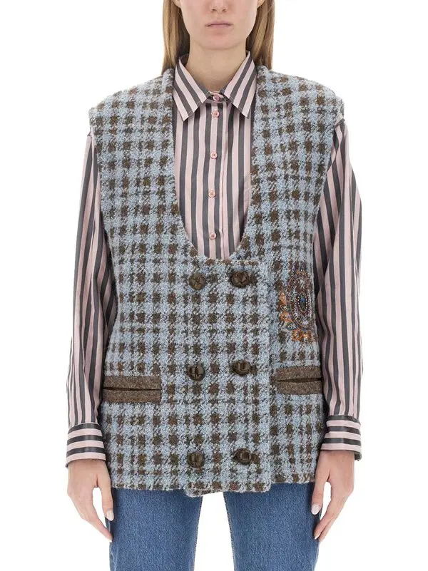 Etro Houndstooth Over Vest - Multicolour