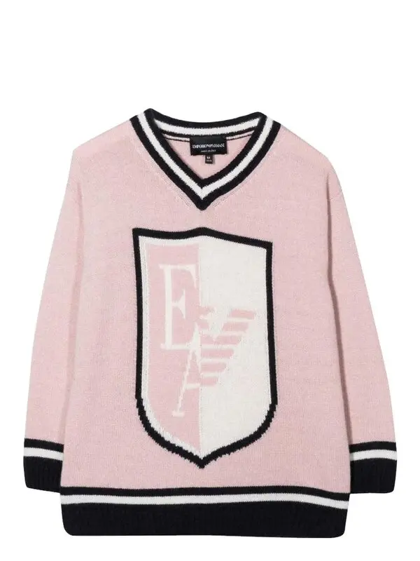 Emporio Armani Coat Of Arms V-neck Pullover - Nude