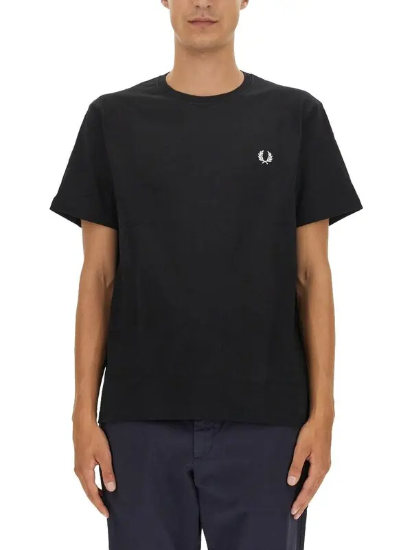 Fred Perry T Shirt With Logo - Black
